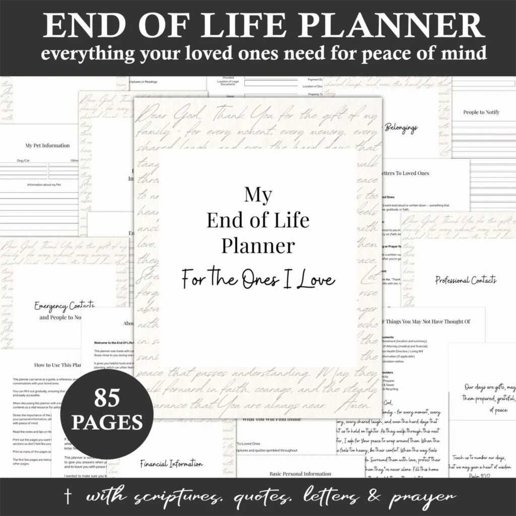 Christian End of Life Planner Digital Download, Emergency Binder ...